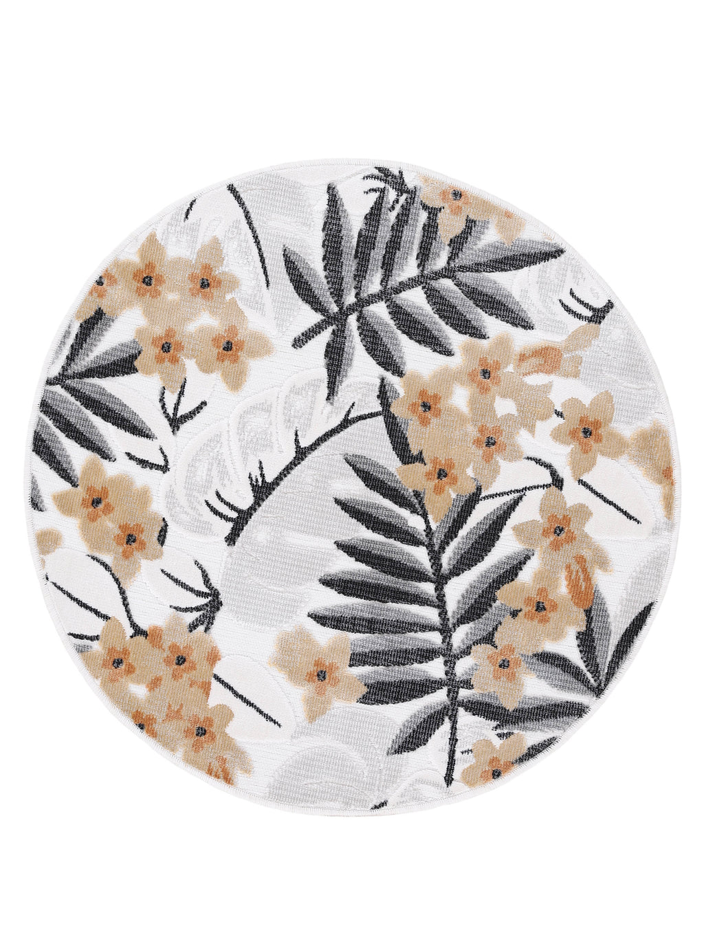 In- & Outdoor Teppich Deja Rund Creme - Maschinengewebt & aus Kunstfaser